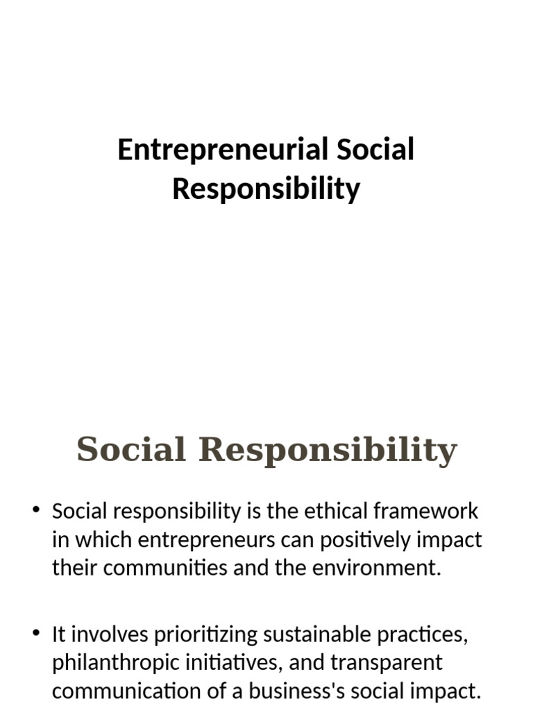 Entrepreneurial Social Responsibility Guide | PDF | Entrepreneurship ...