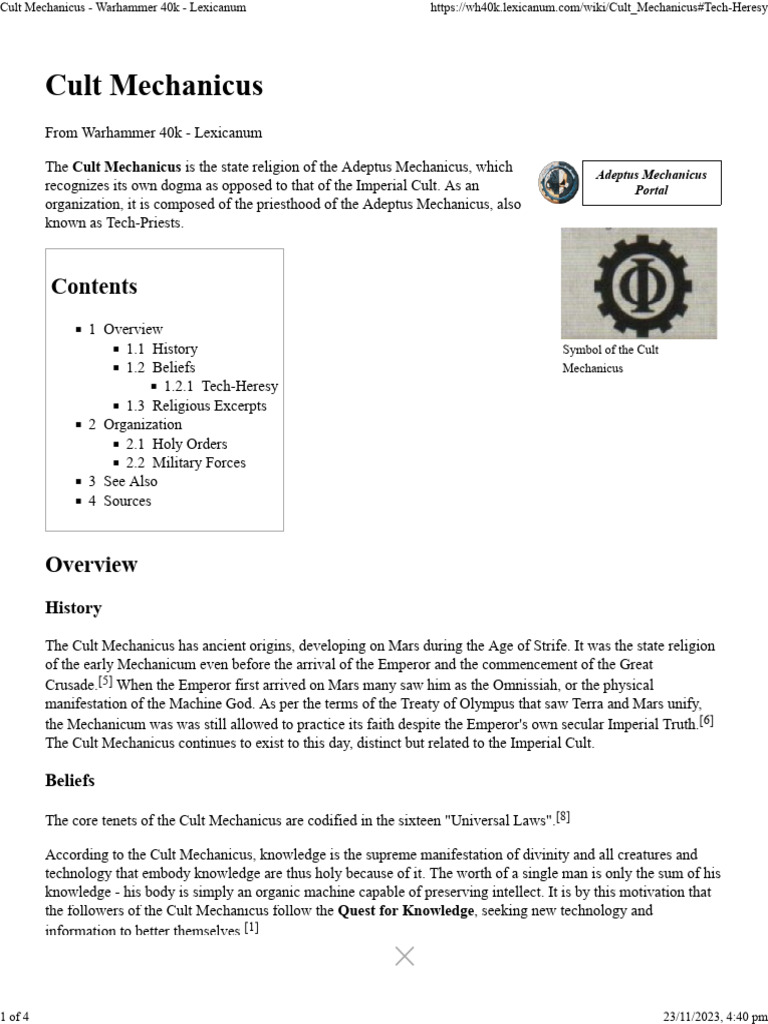 Cult Mechanicus Overview in 40K | PDF