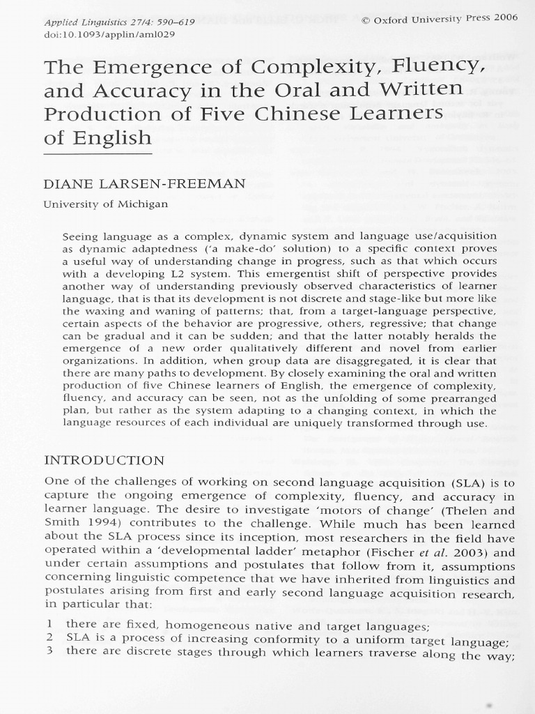 The Emergence of Complexity, Fluency, and Accuracy in The Oral and Written Production of Five ...