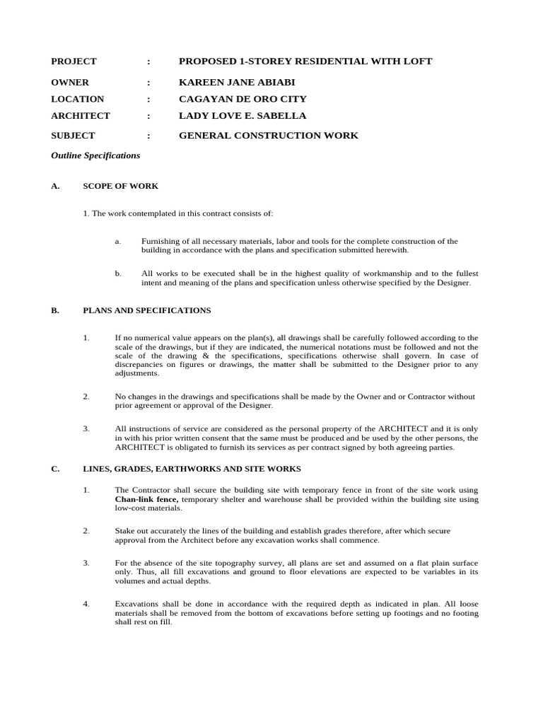 BT4 Specifications - Short Version | PDF | Plumbing | Concrete