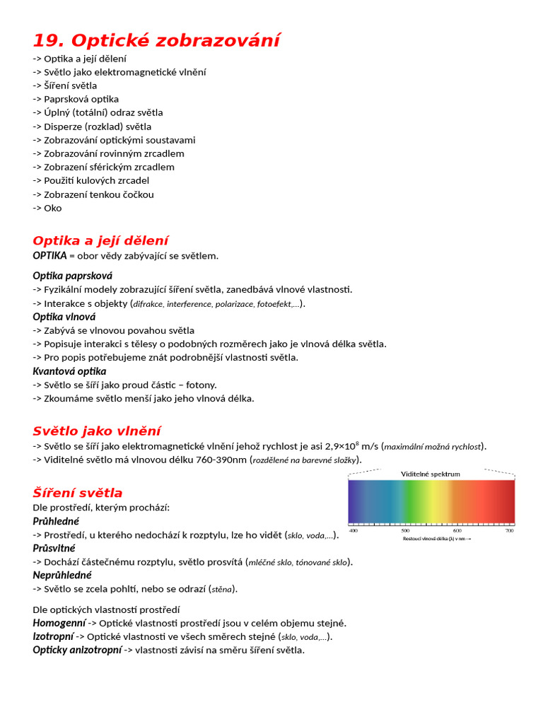 19. Optické zobrazování | PDF