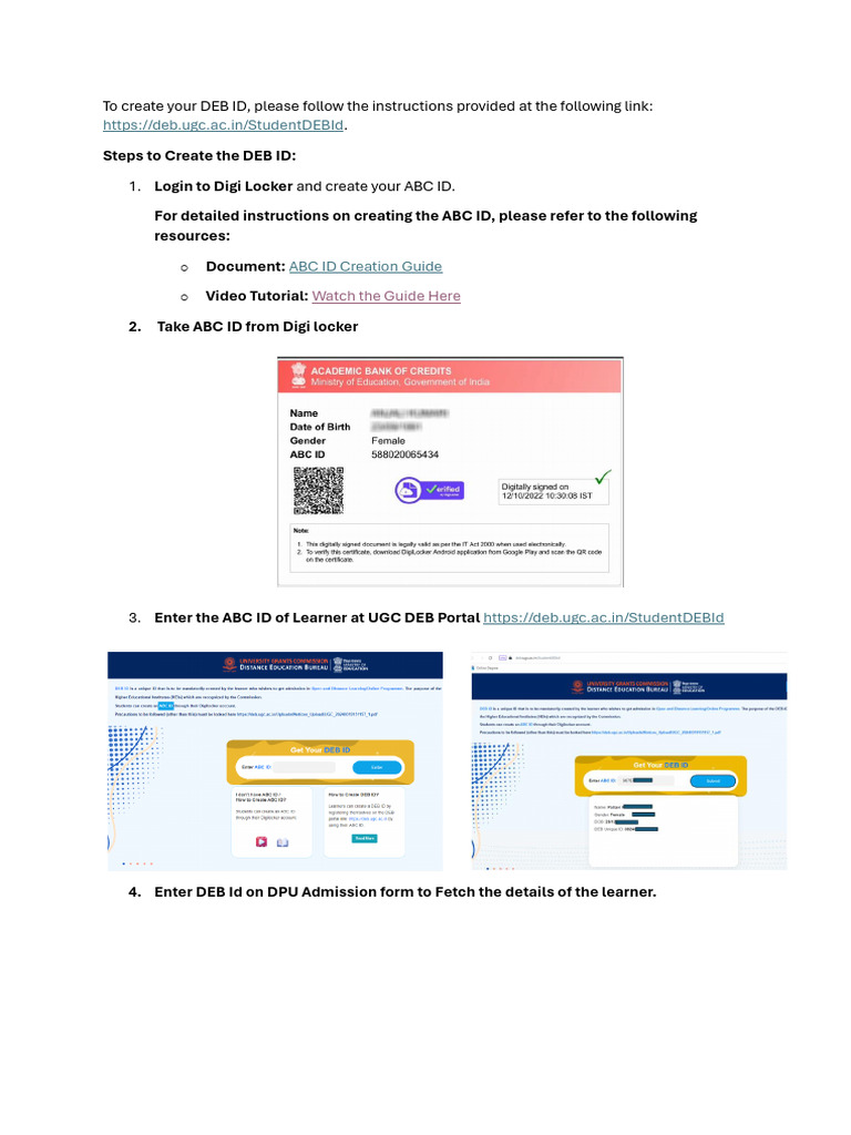 Create Your DEB ID: Step-by-Step Guide | PDF