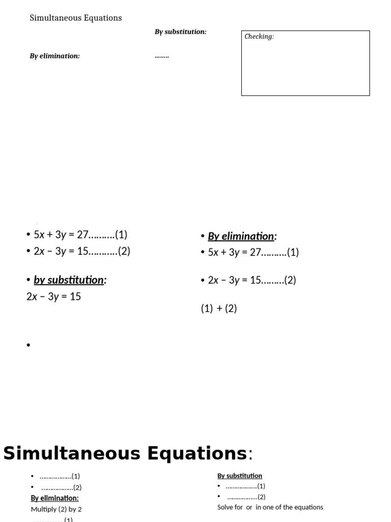 Simultaneous Equations Pdf Slides Pdf