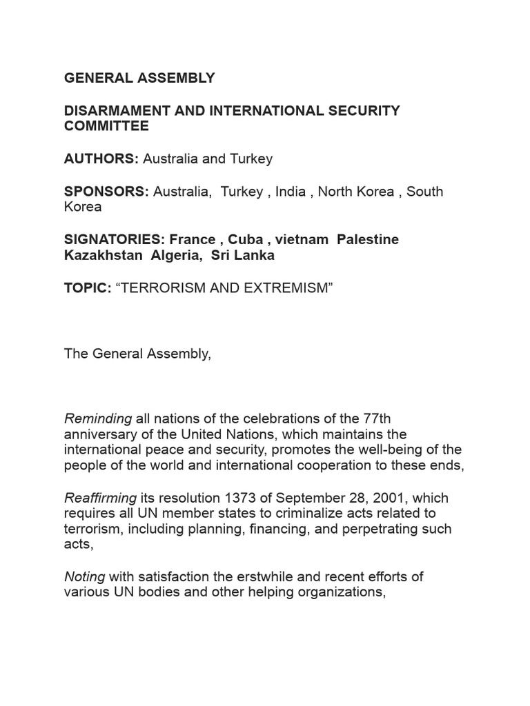 MUN Resolution - 241025 - 144534 PDF | PDF | United Nations ...