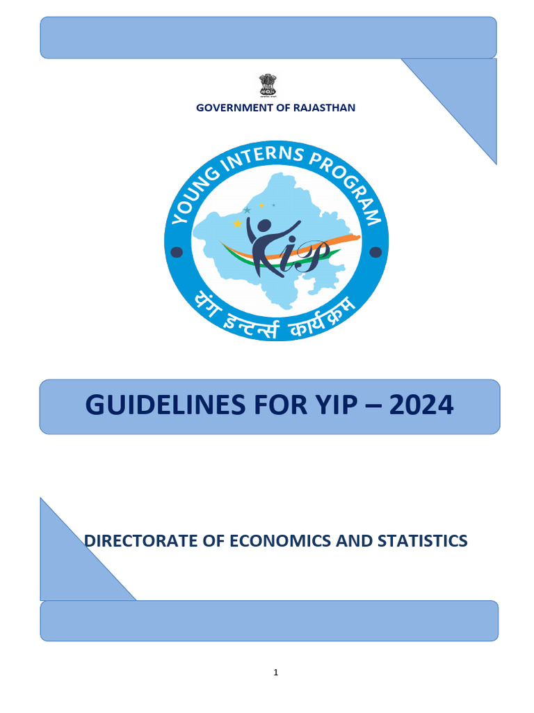 Guidelines For Yip - 2024: Directorate of Economics and Statistics | PDF | Employment