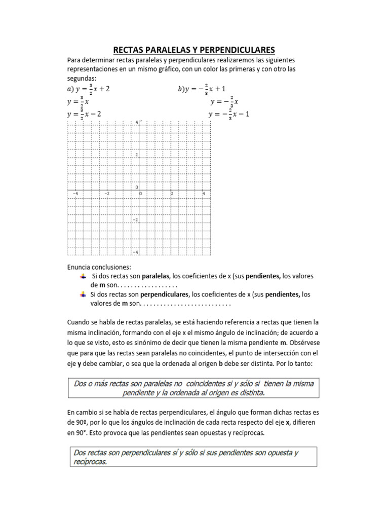 Rectas Paralelas y Perpendiculares | PDF | Pendiente | Línea (geometría)