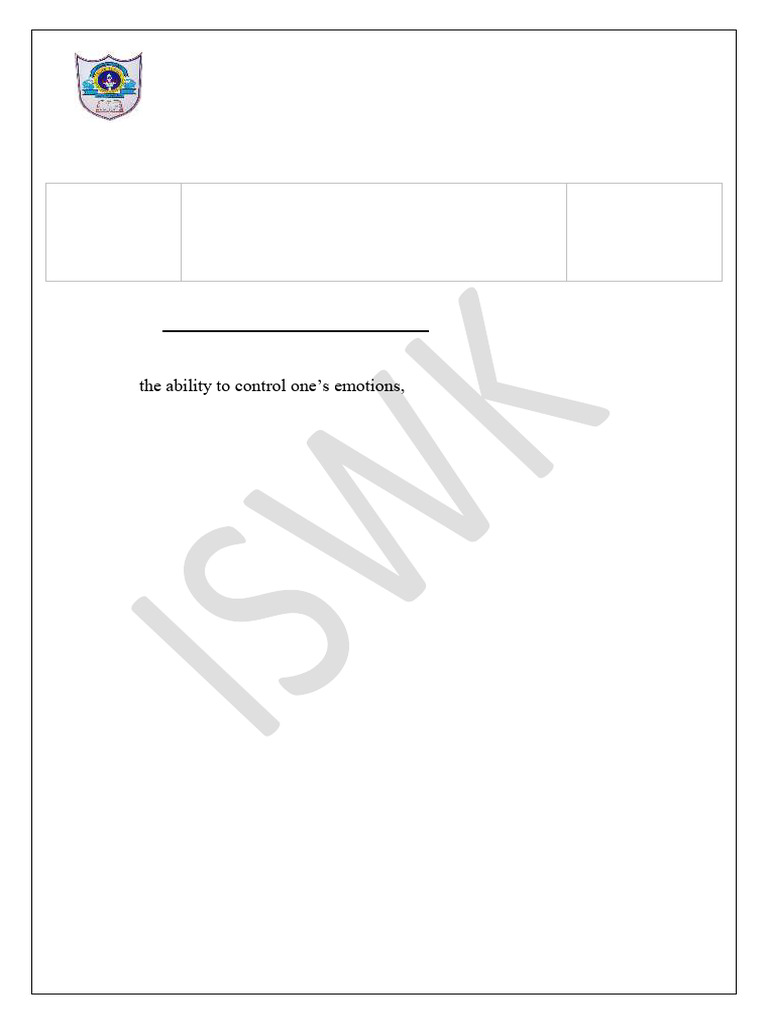 1246843-Unit 2 - Self Management Skills - Worksheet 1 | PDF ...
