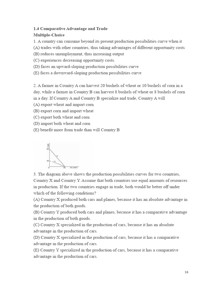 Comparative Advantage and TradeMCQ | PDF | Comparative Advantage | Opportunity Cost