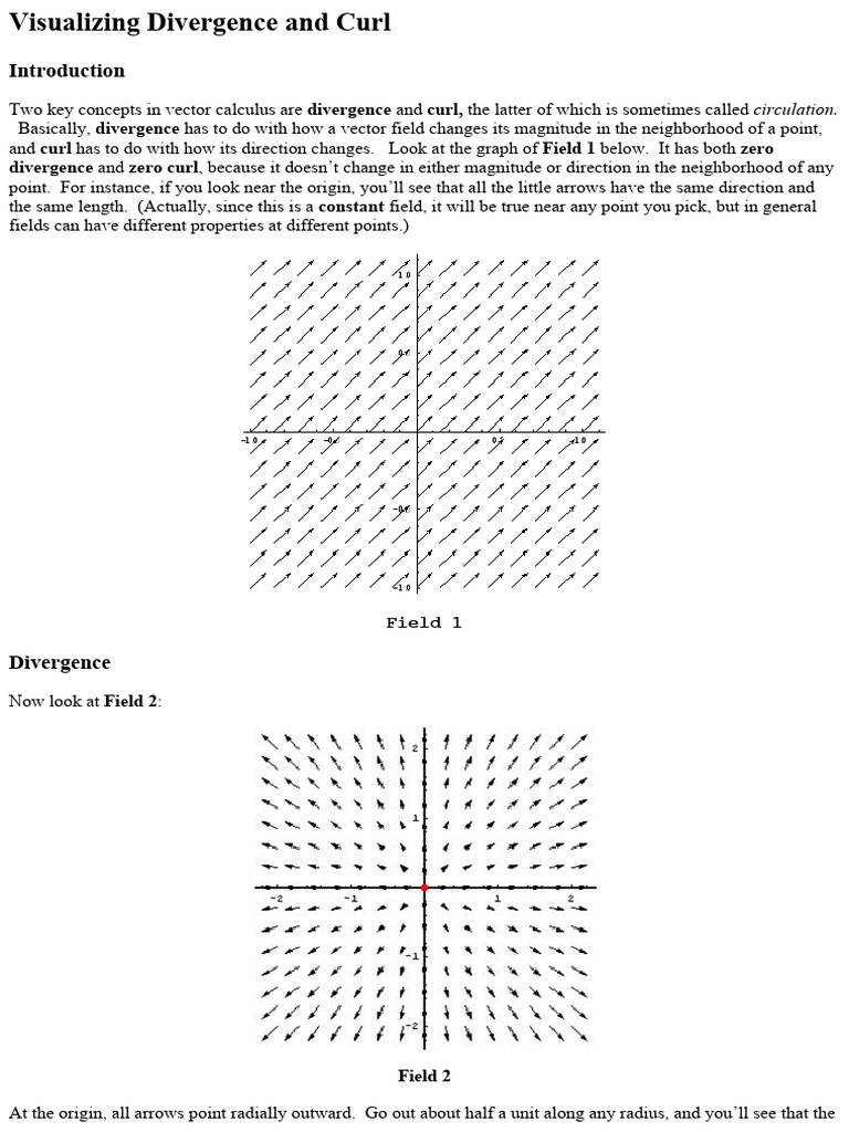 Meaning of the divergence and curl of a vextor field | PDF | Divergence | Euclidean Vector