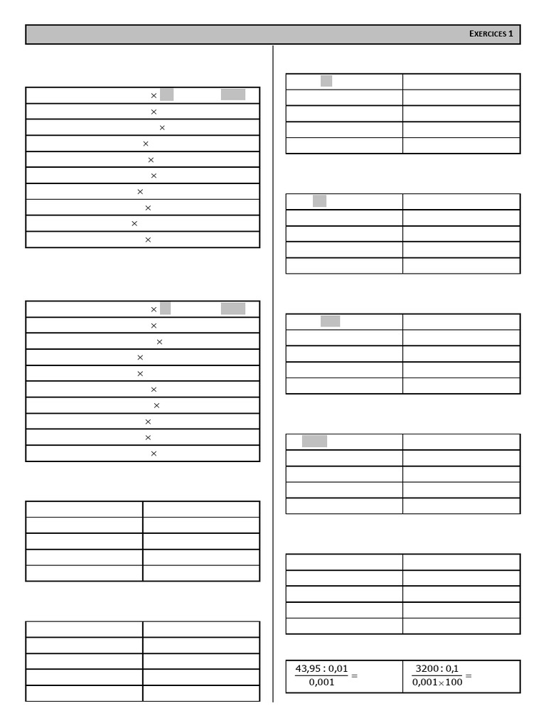 Chap 5 - Ex1 - Division Par Les Puissances de 10 - CORRIGE | PDF