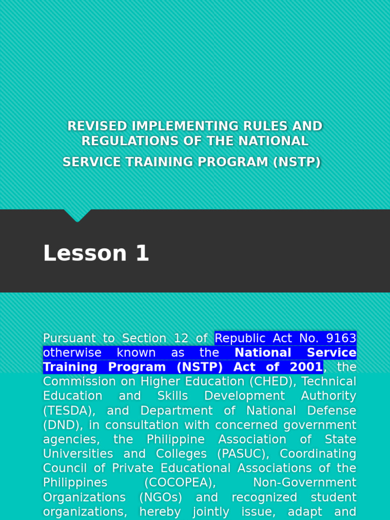 NSTP LESSON 1 Historical Legal Basis of NSTP | PDF