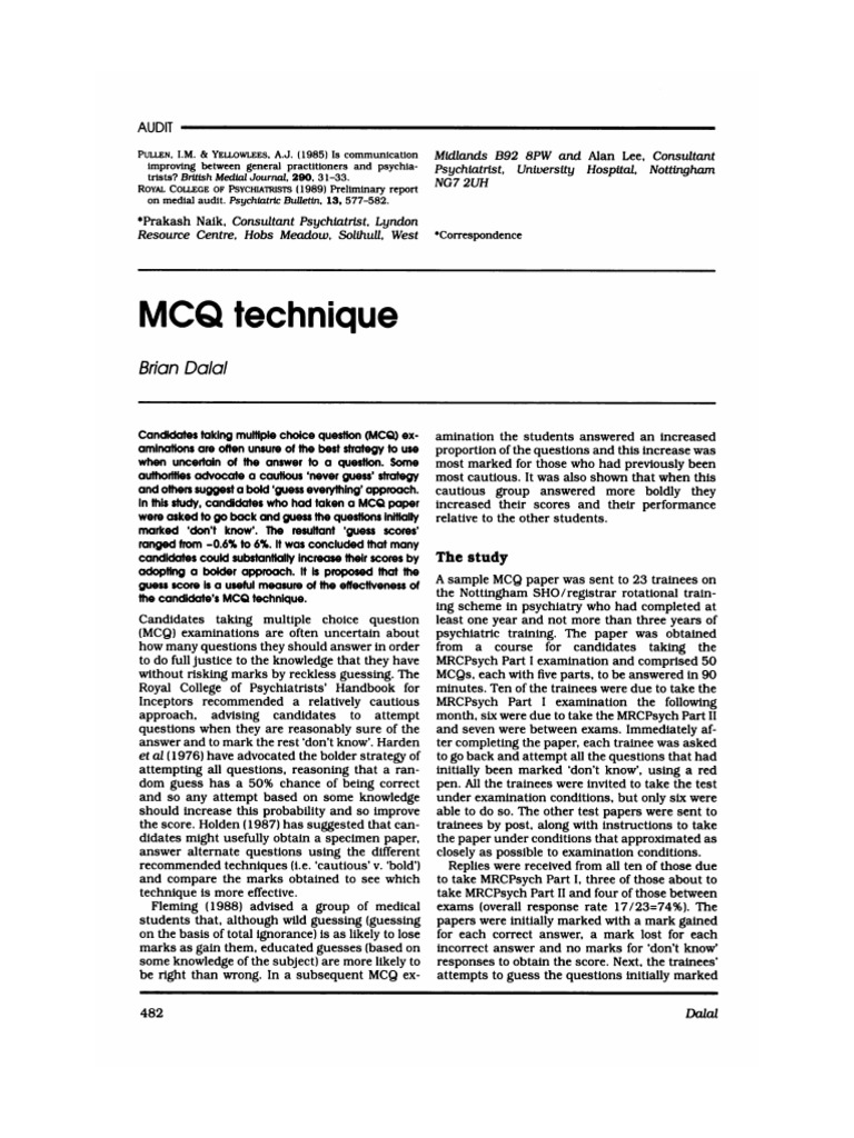 MCQ_technique | PDF | Multiple Choice
