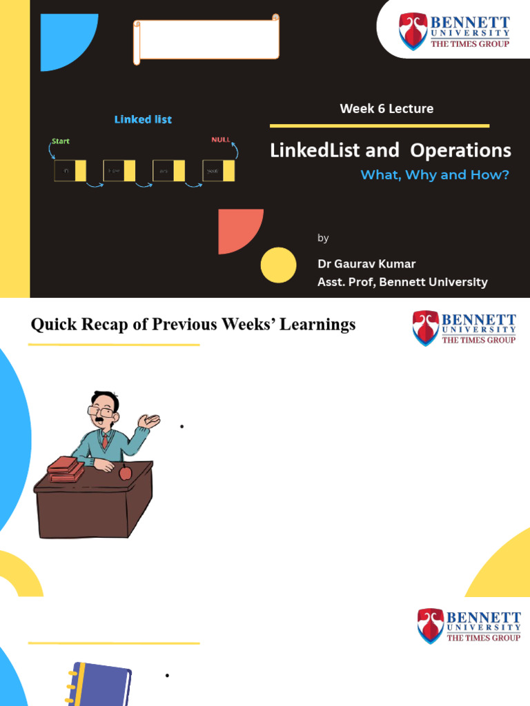 DS Week 6 Lecture Linked List and Operations by Dr Gaurav (1) | PDF | Pointer (Computer ...