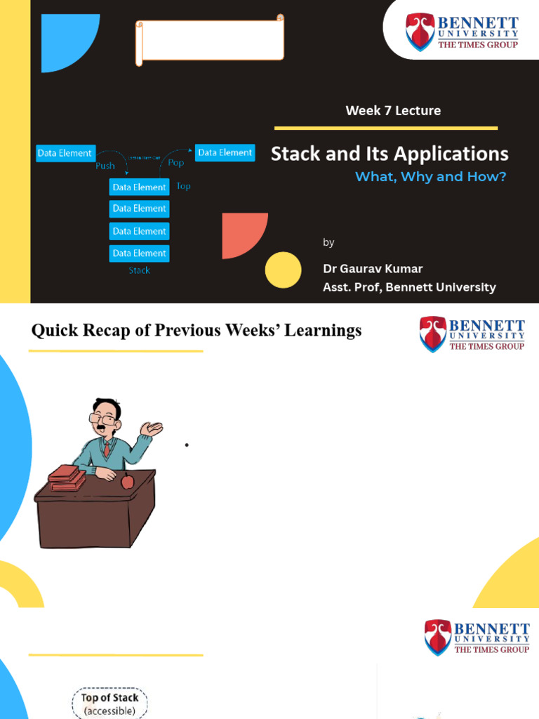 DS Week 7 Lecture Stacks by DR Gaurav | PDF | Formal Methods | Computer Science