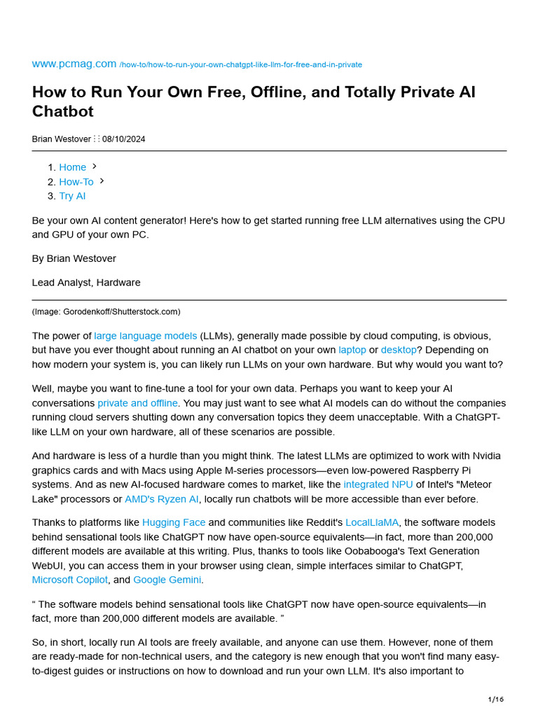 How to Run Your Own Free Offline and Totally Private AI Chatbot | PDF ...