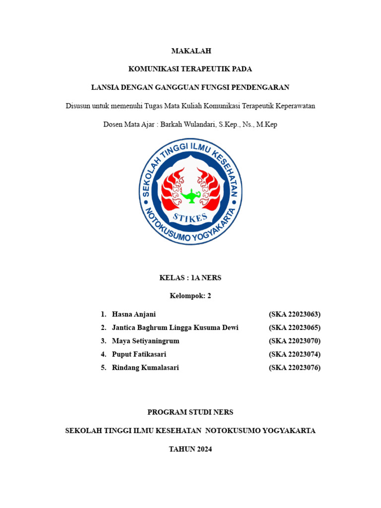 Komunikasi Terapeutik Lansia Tuli | PDF