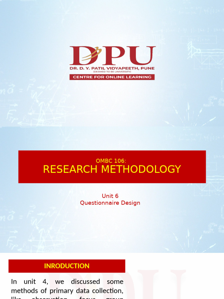OMBC U6 (2) | PDF | Methodology | Questionnaire