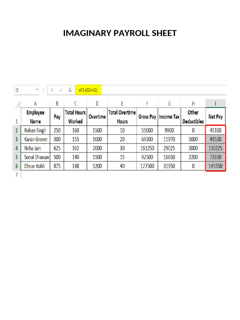 Imaginary Payroll Sheet | PDF