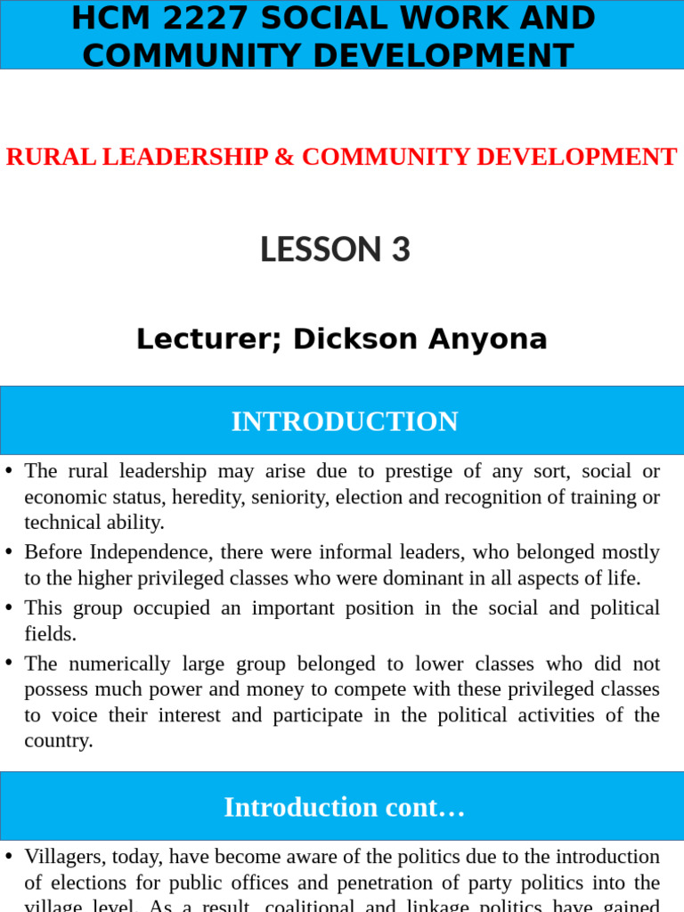 Rural Leadership and Community Development | PDF | Leadership | Goal