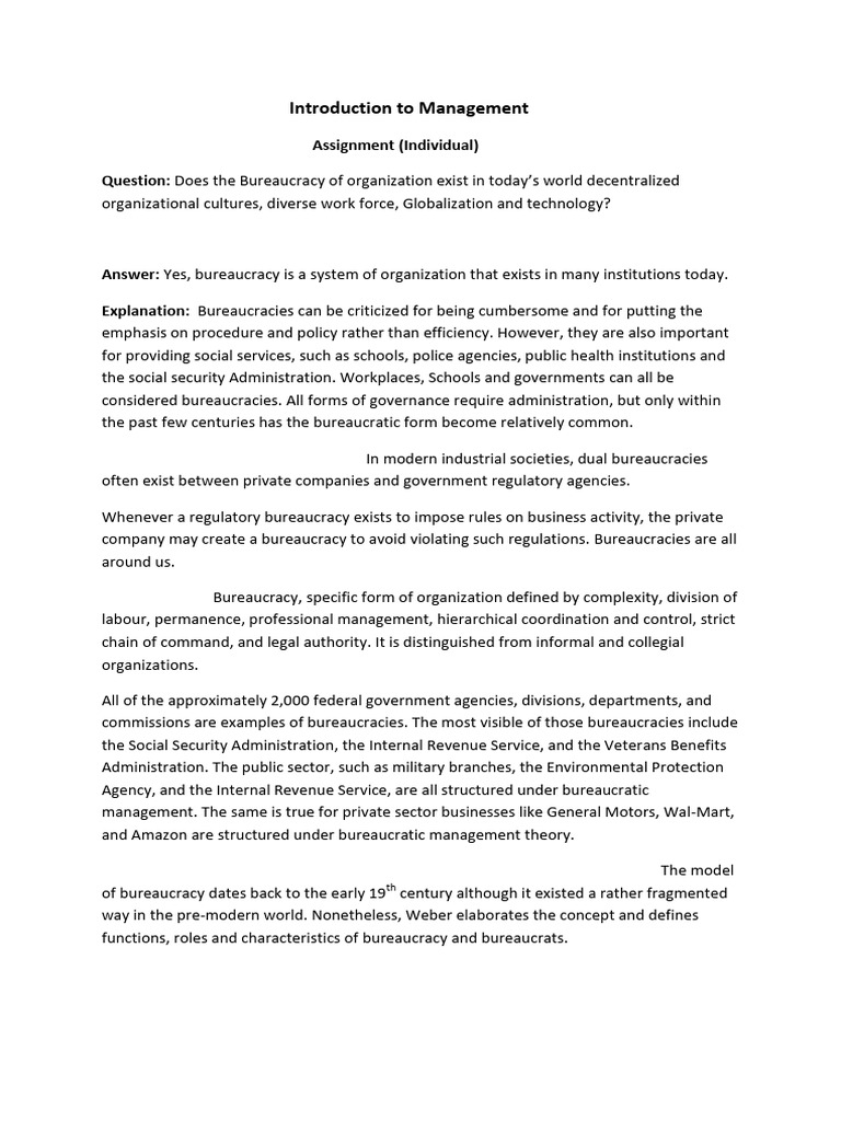Introduction To Management | PDF | Bureaucracy | Hierarchy