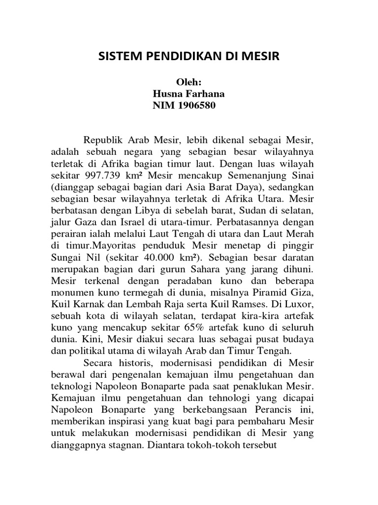 Sistem Pendidikan Di Mesir | PDF