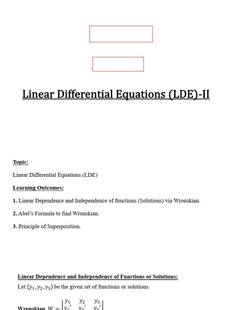 Unit2-2 Linear Diff Eqns-II | PDF | Equations | Determinant
