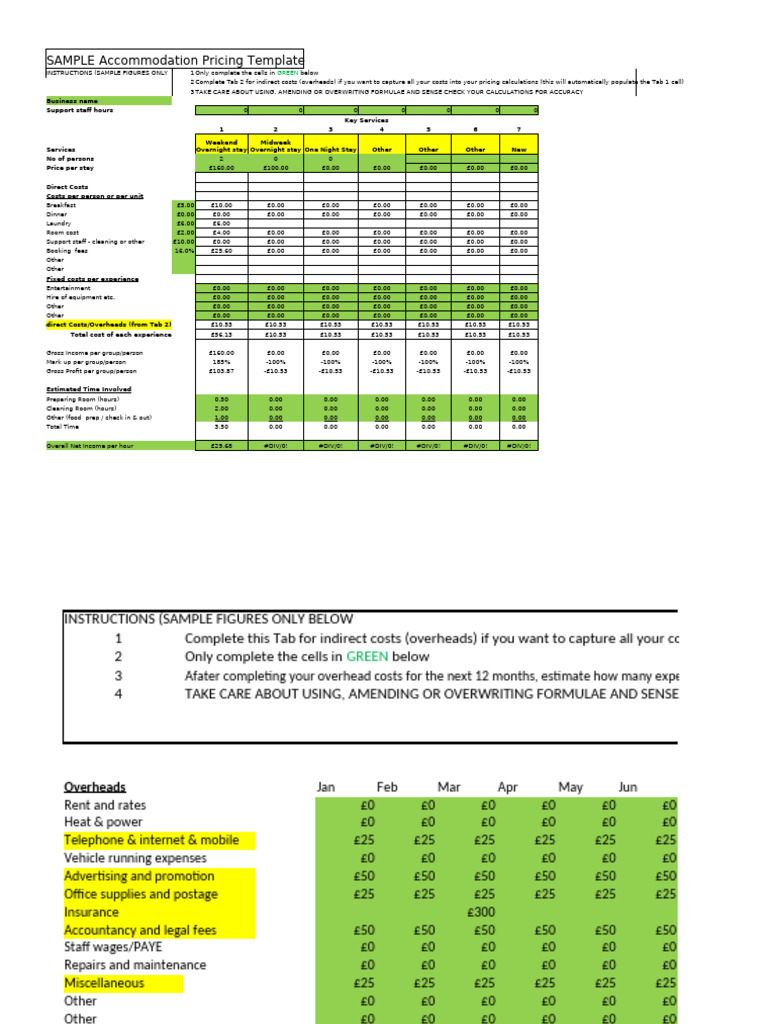6a1 Tni Admor Accommodation Pricing Template | PDF | Economies | Business