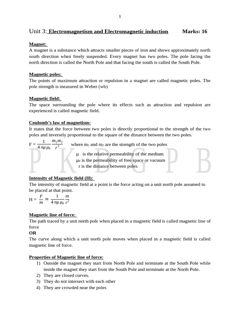Electromagnetism & Induction Basics | PDF | Transformer ...
