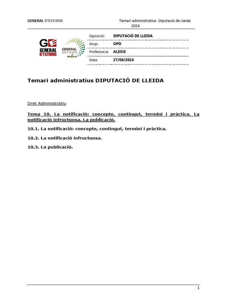 Tema 10. La Notificació. | PDF