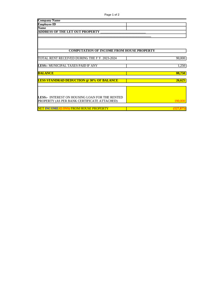 Income Computation for Rented Property | PDF