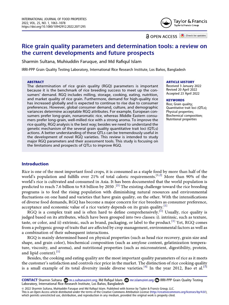 Rice Grain Quality Parameters and Determination To | PDF | Quantitative ...