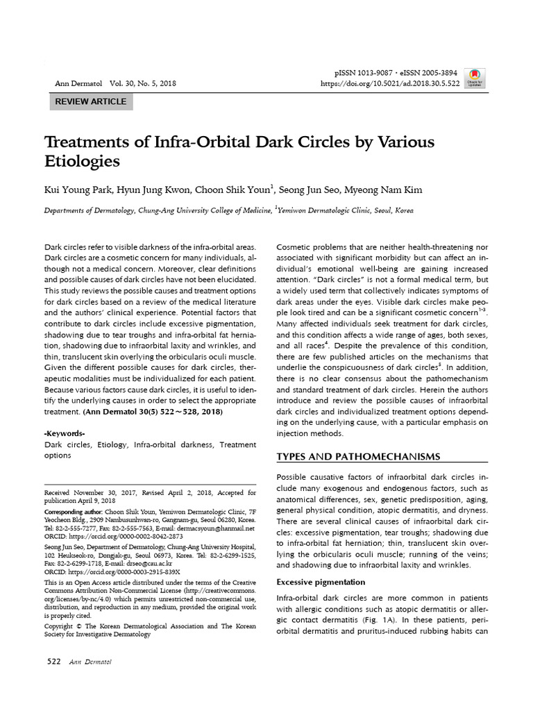 Treatments of Infra-Orbital Dark Circles by Variou | PDF
