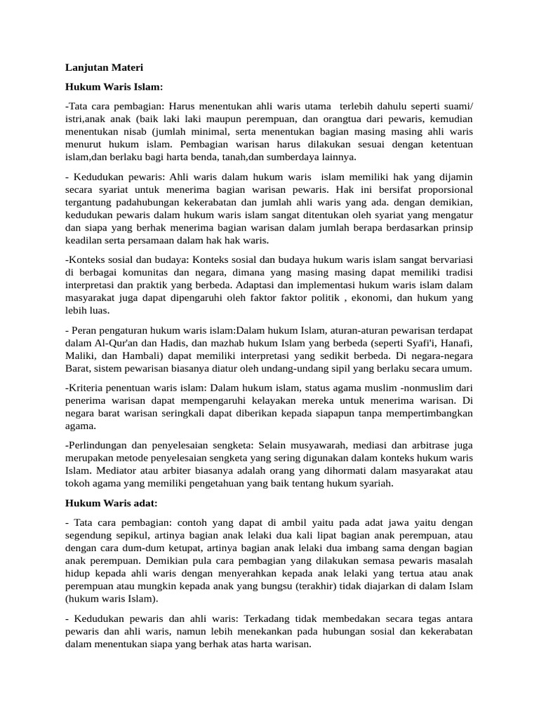 Lanjutan Materi Pewarisan Auliya - 093 | PDF