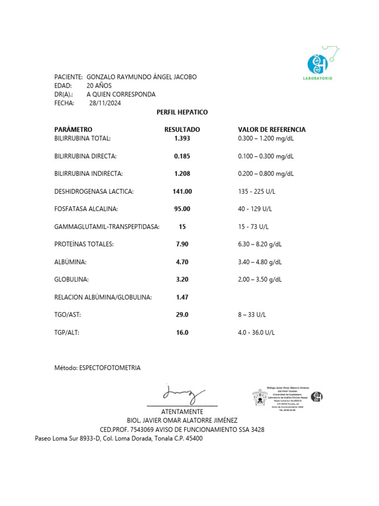 Perfil Hepatico-14 | PDF