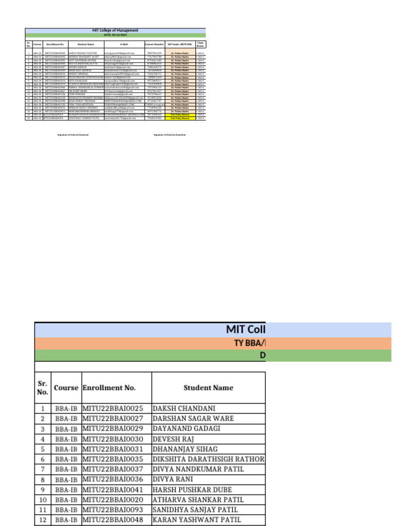 MITCOM SIP Data for BBA-IB Students | PDF