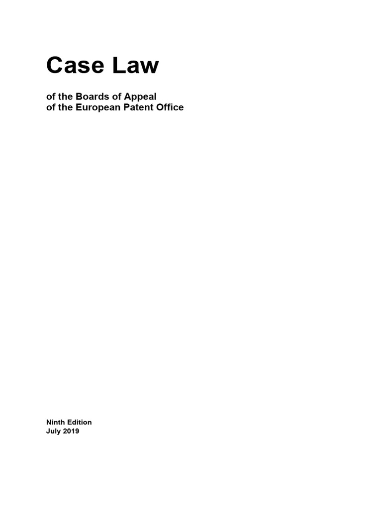 EPO Boards of Appeal Case Law 2019 | PDF | Intellectual Property Law ...