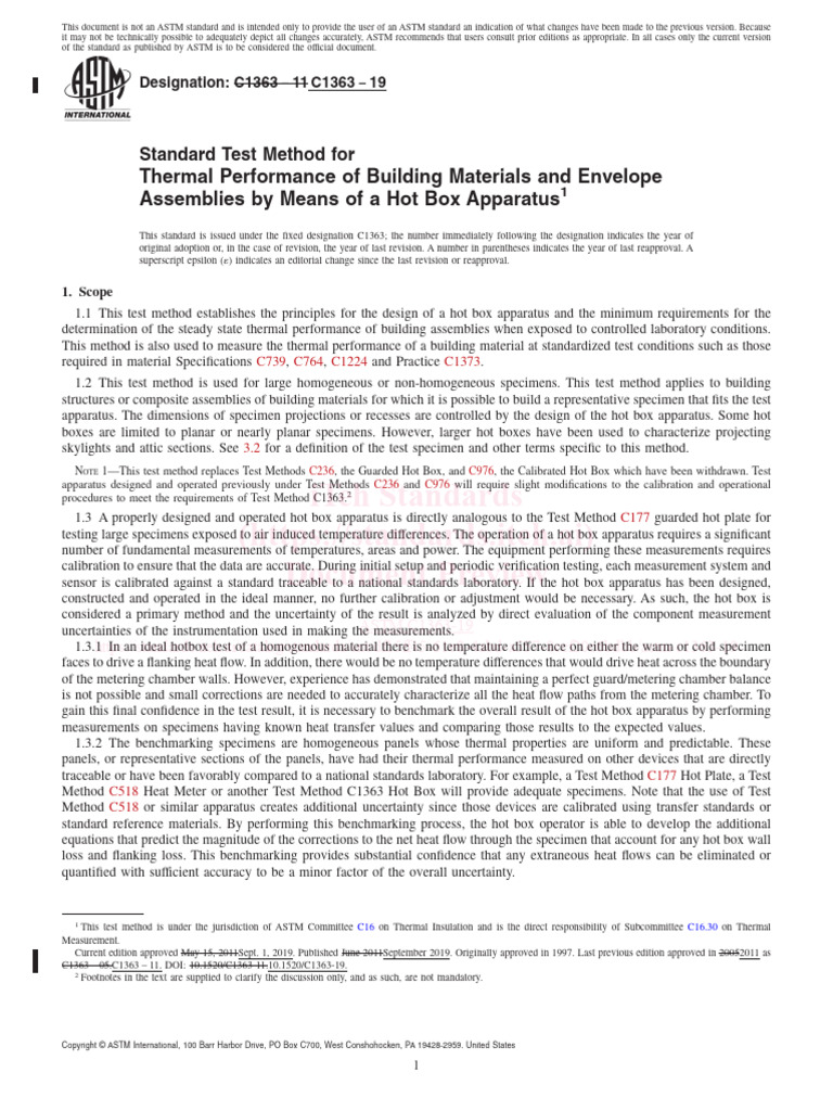 ASTM-C1363-19 | PDF | Heat Transfer | Building Insulation