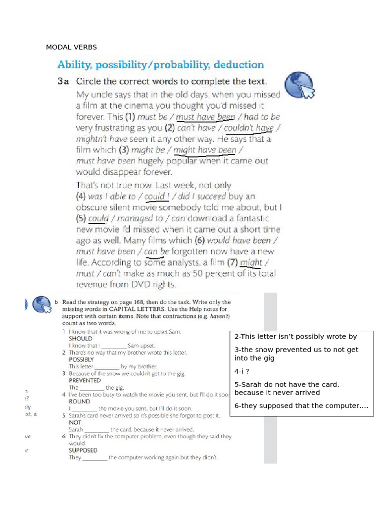 MODAL VERBS Exercises | PDF