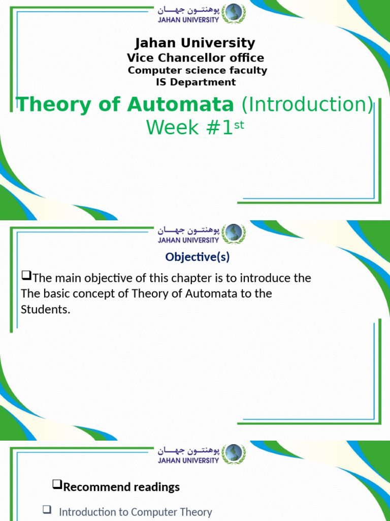 Theory of Automata - Week #1 Theory of Automata (Introduction) | PDF
