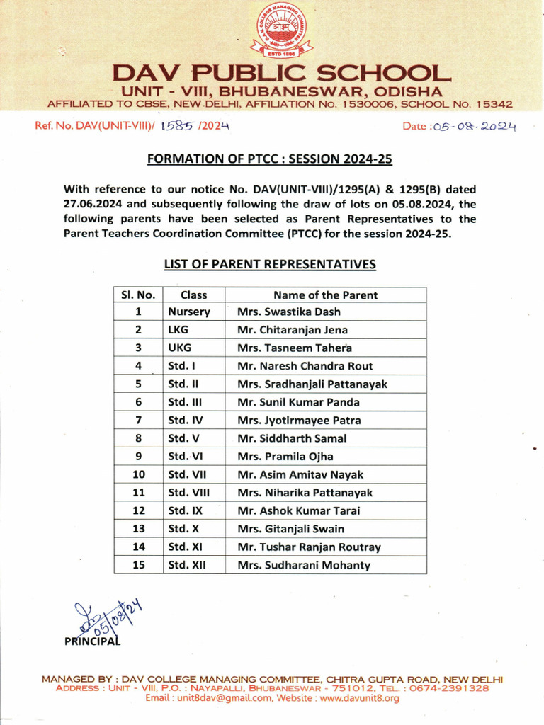 74J - Formation of PTCC For Session 2024-2025 | PDF