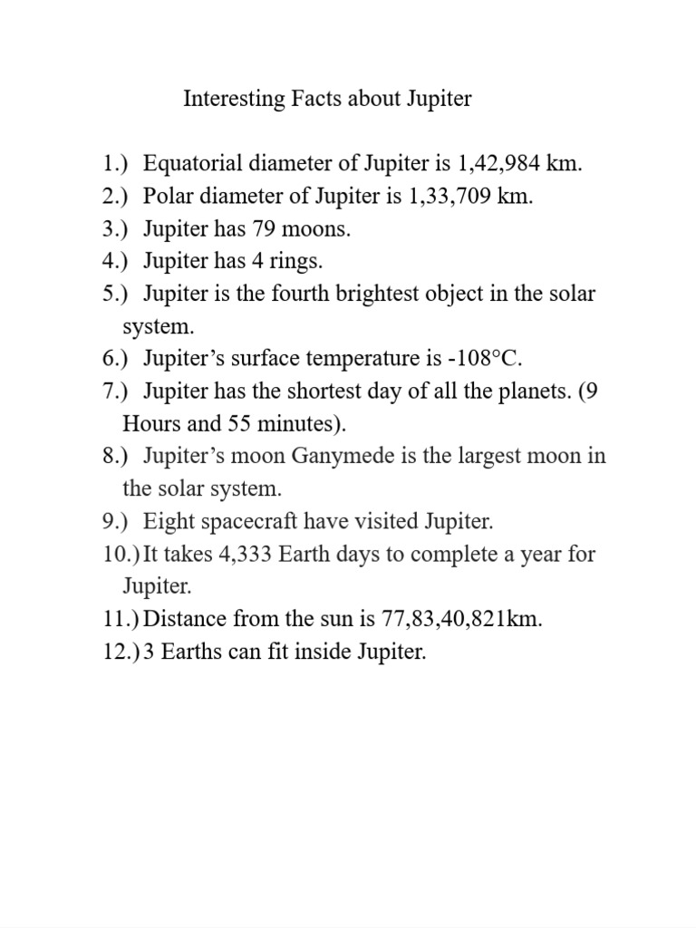 Interesting Facts About Jupiter | PDF