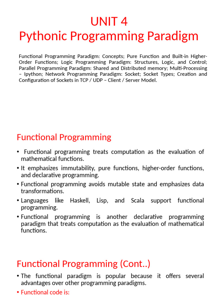 PROGRAMMING PARADIGMS | PDF | Network Socket | Functional Programming PROGRAMMING PARADIGMS | PDF | Network Socket | Functional Programming