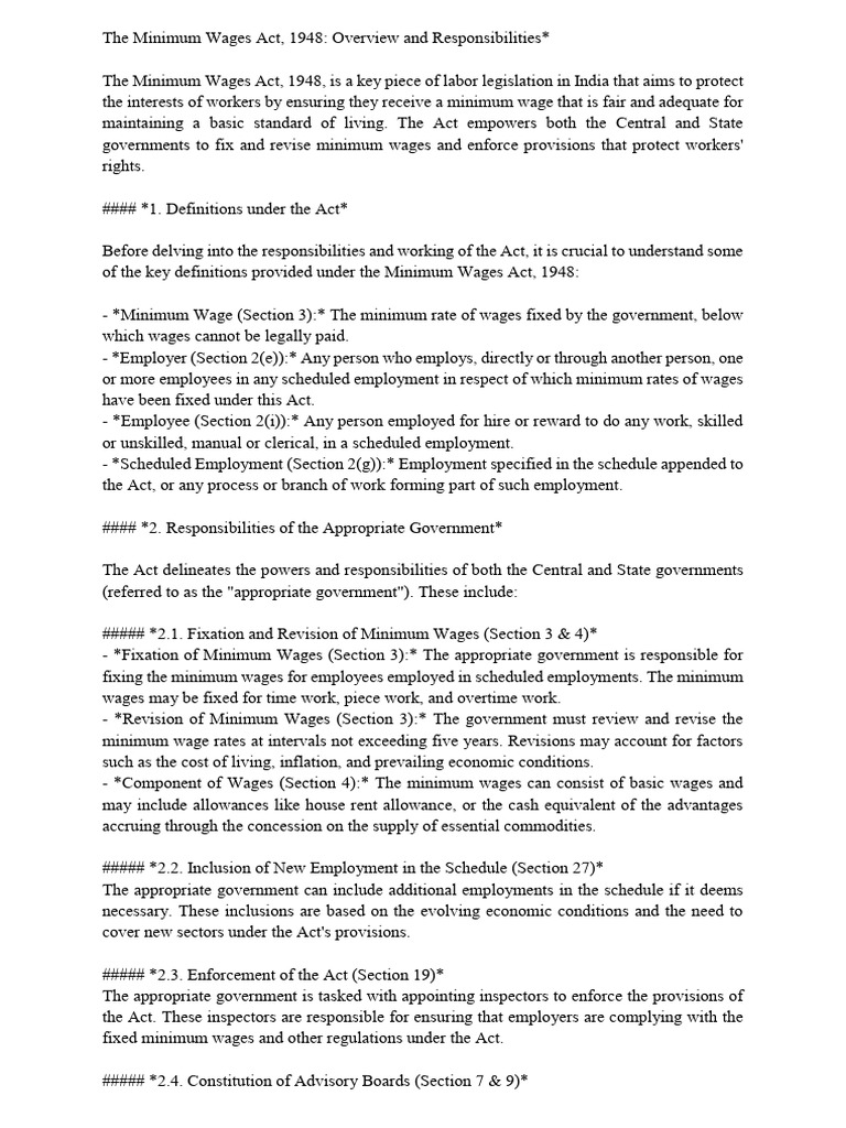 The Minimum Wages Act Optional Pdf Cost Of Living Employment