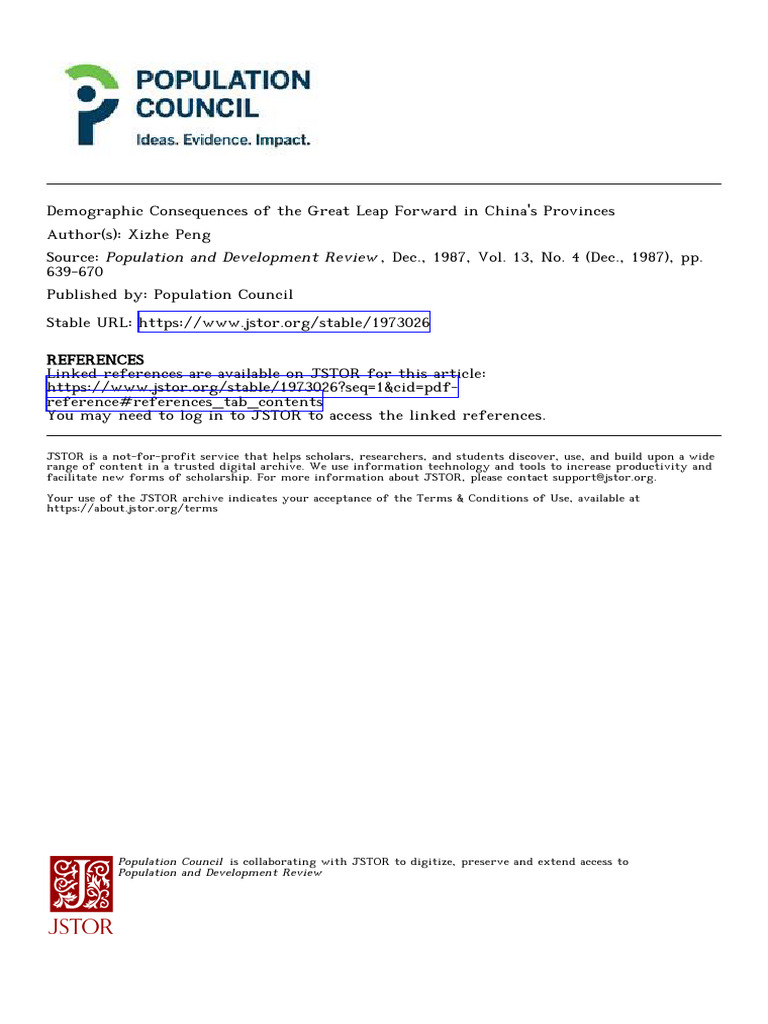 Peng DemographicConsequencesGreat 1987 | PDF | Mortality Rate | Famine
