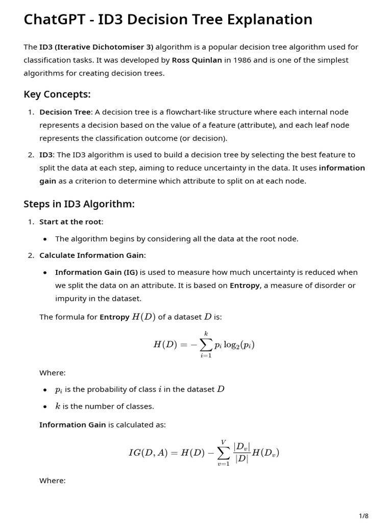 ID3 Decision Tree Explanation | PDF | Applied Mathematics | Algorithms And Data Structures
