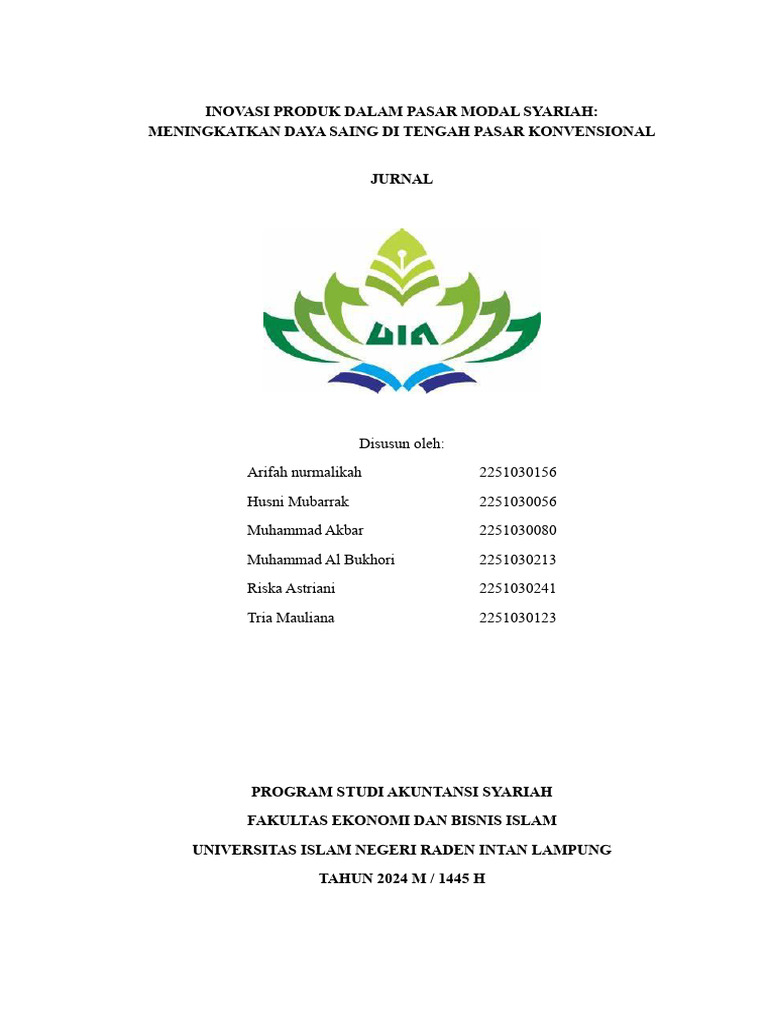 JURNAL Inovasi Produk Dalam Pasar Modal Syariah - Meningkatkan Daya ...