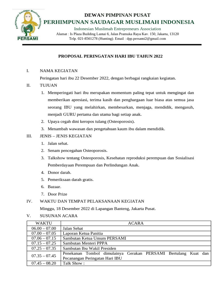 Proposal Peringatan Hari Ibu Persami - 2 | PDF