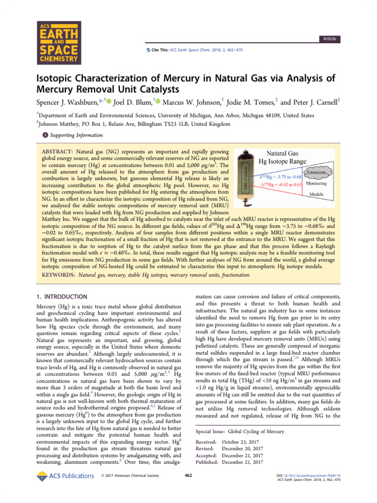Acsearthspacechem 7b00118 | PDF | Mercury (Element) | Natural Gas