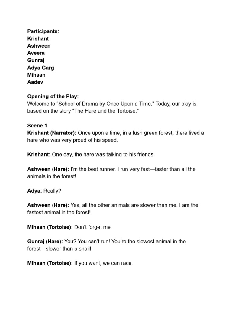 The Hare and The Tortoise Script - 3 | PDF