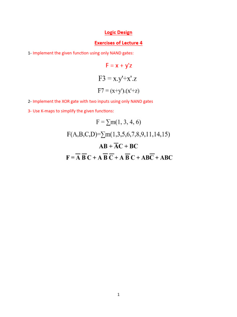 Exercises Lecture 4 | PDF